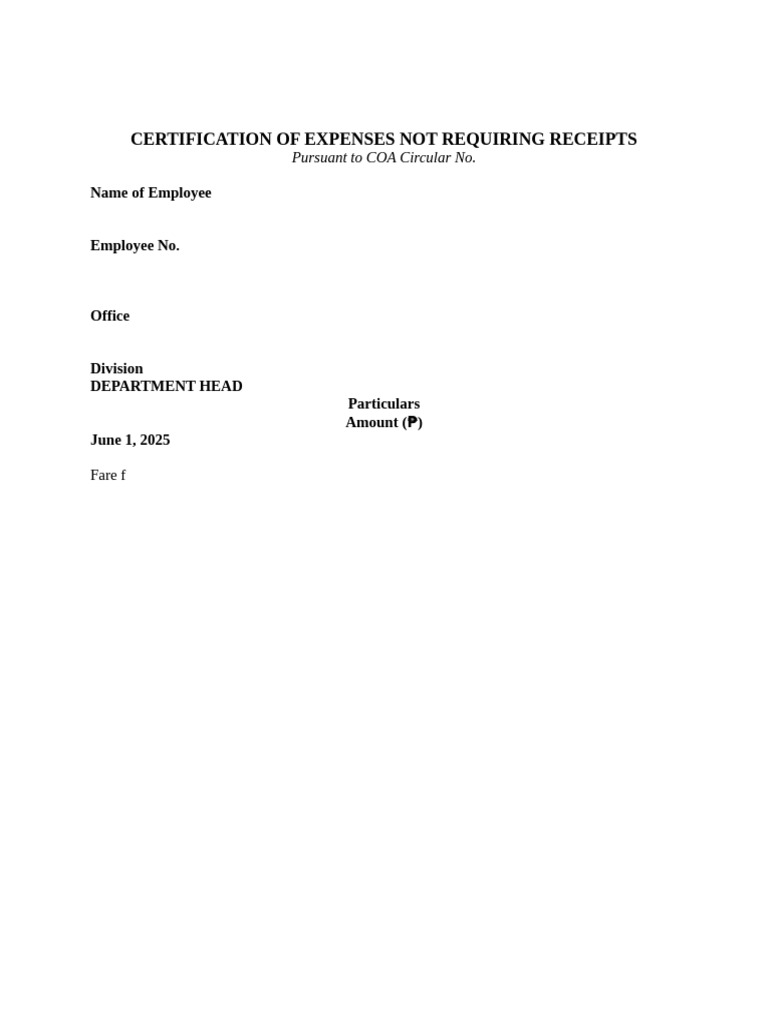 Certificate of Expenses | PDF