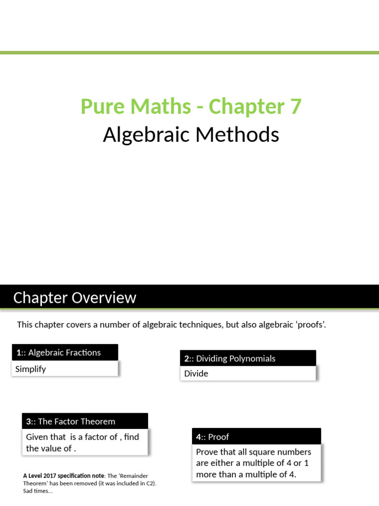 Algebraic Methods in Pure Maths | PDF | Factorization | Mathematical Proof