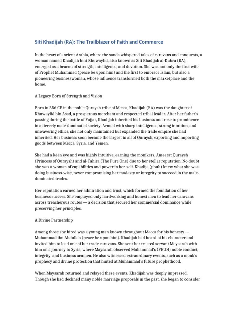 Siti Khadijah Comprehension Activities With Answers | PDF | Muhammad | Abrahamic Religions