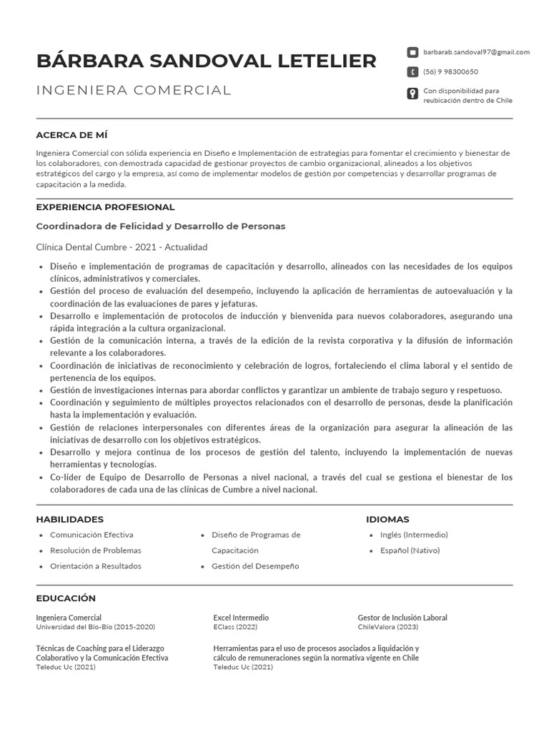 CV Bárbara Sandoval 05-2025 | PDF | Gestión del talento | Business