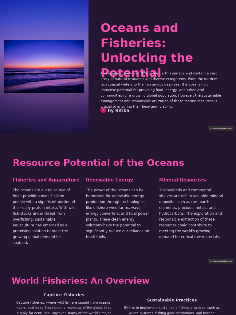 Oceans and Fisheries Unlocking The Potential 2 | PDF | Overfishing ...