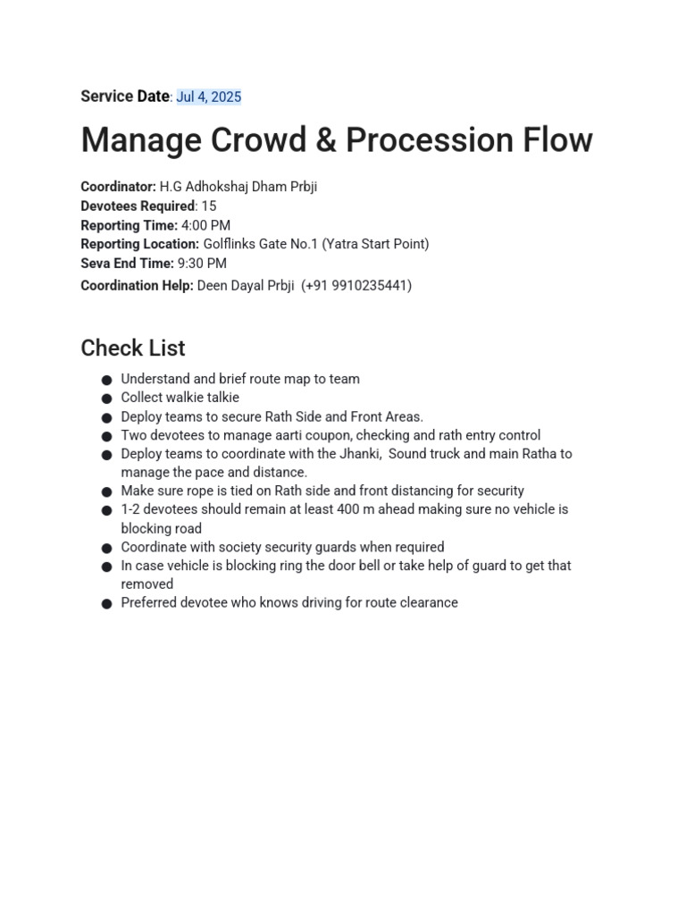 Manage Crowd & Procession Flow | PDF
