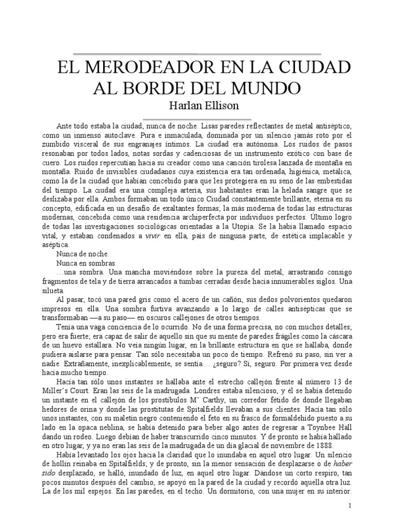 Ellison Harlan - El Merodeador en La Ciudad Al Borde Del Mundo | PDF ...