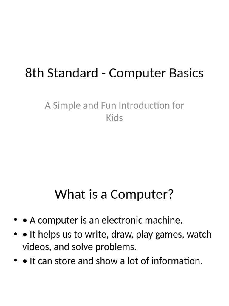 Computer Basics Presentation 8th | PDF