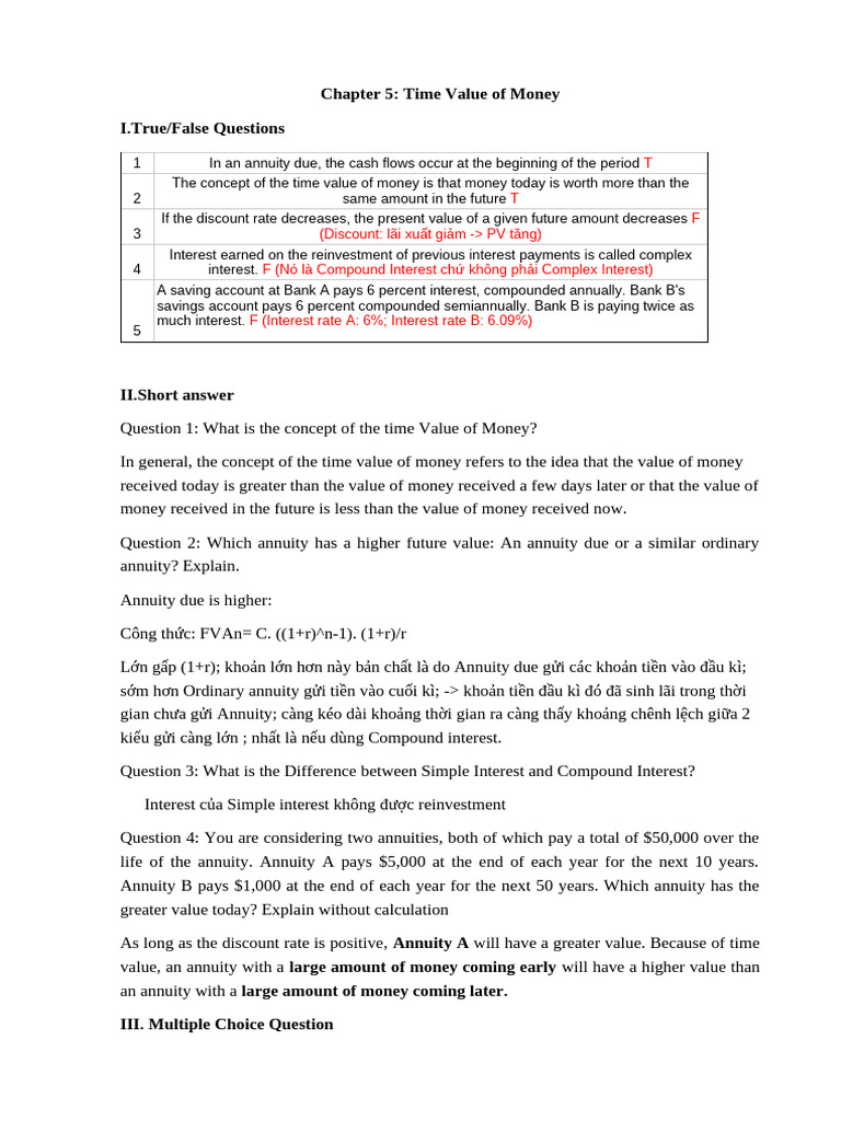 Chapter 5 - Time Value of Money-Student Version | PDF | Present Value | Time Value Of Money