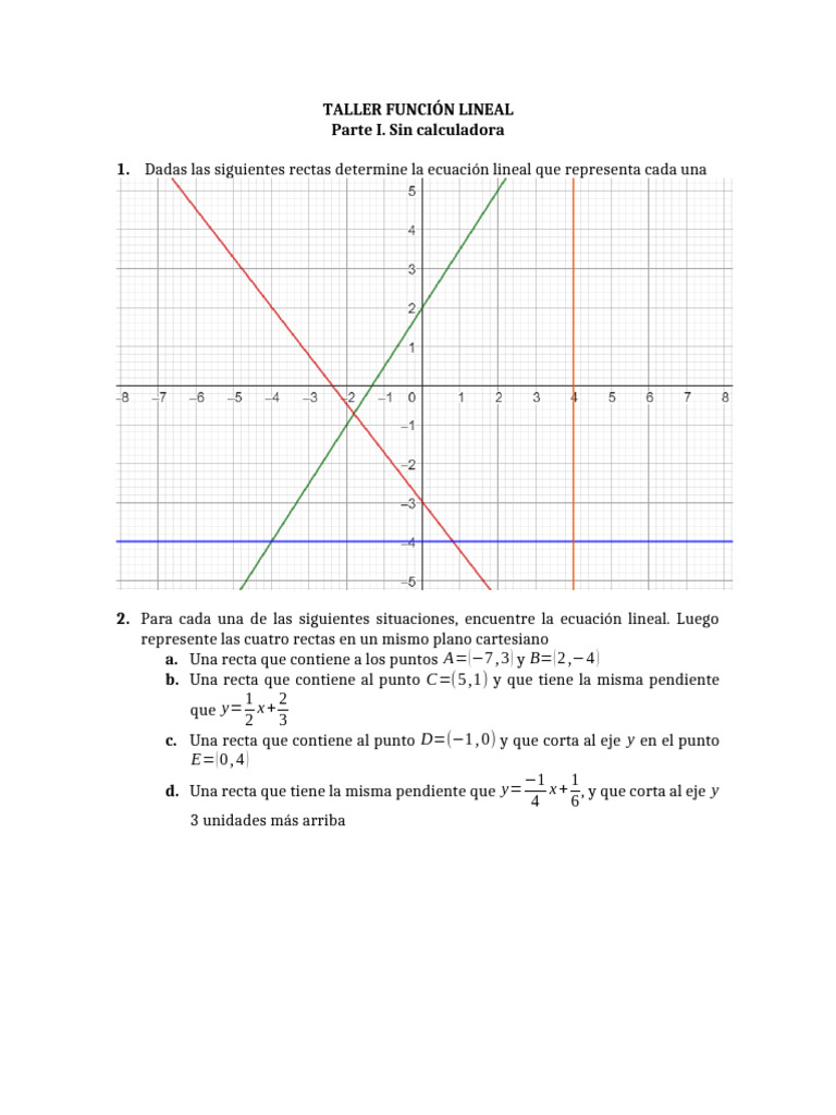 Taller Función Lineal | PDF