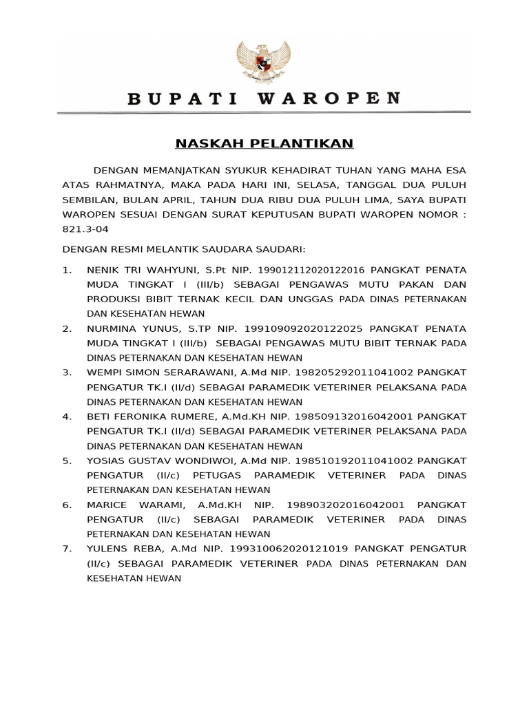 Naskah Pelantikan | PDF