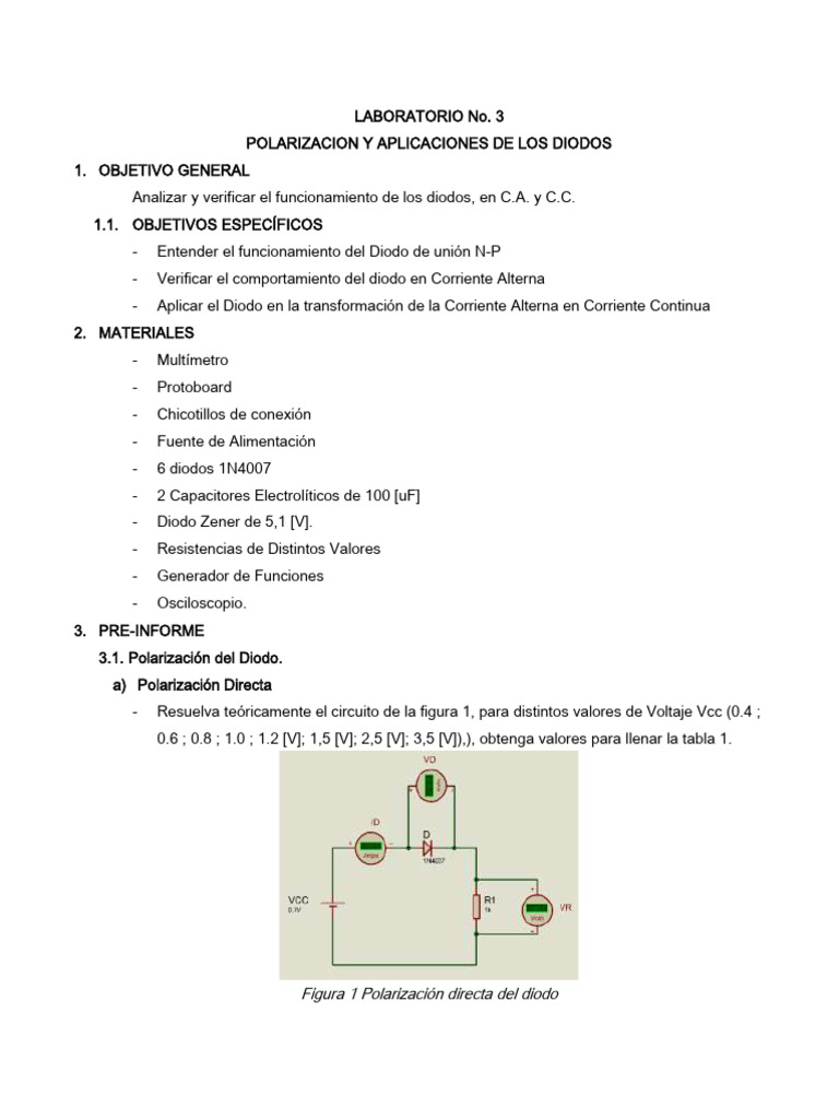 Guia de Laboratorio 3 Aplicacion de Diodos | PDF | Rectificador | Diodo