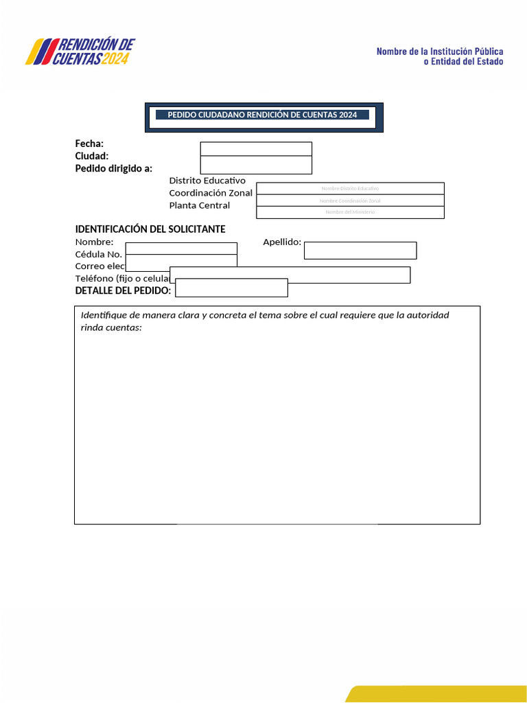 Formulario Peticion Ciudadana Rendicion Cuentas 2024 | PDF