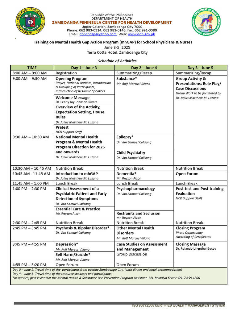 MhGAP-2024-Program | PDF | Psychiatry | Mental Health