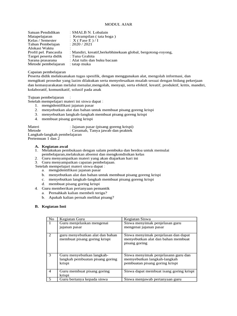 Modul Ajar Tata Boga | PDF