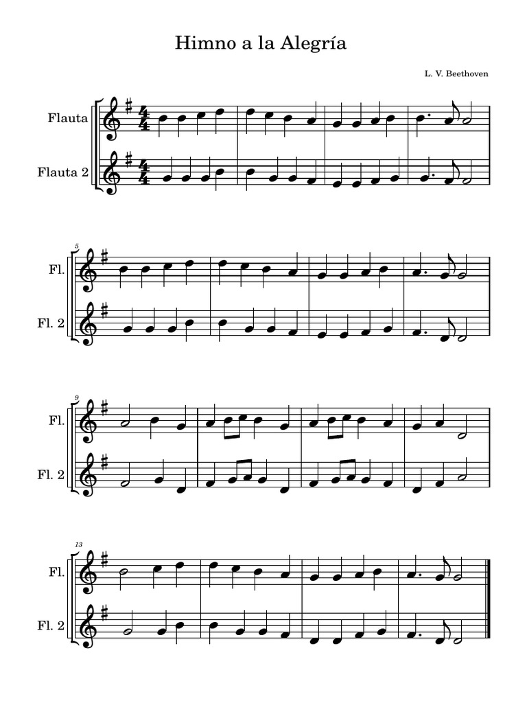 Himno A La Alegría 1 y 2 Voz | PDF