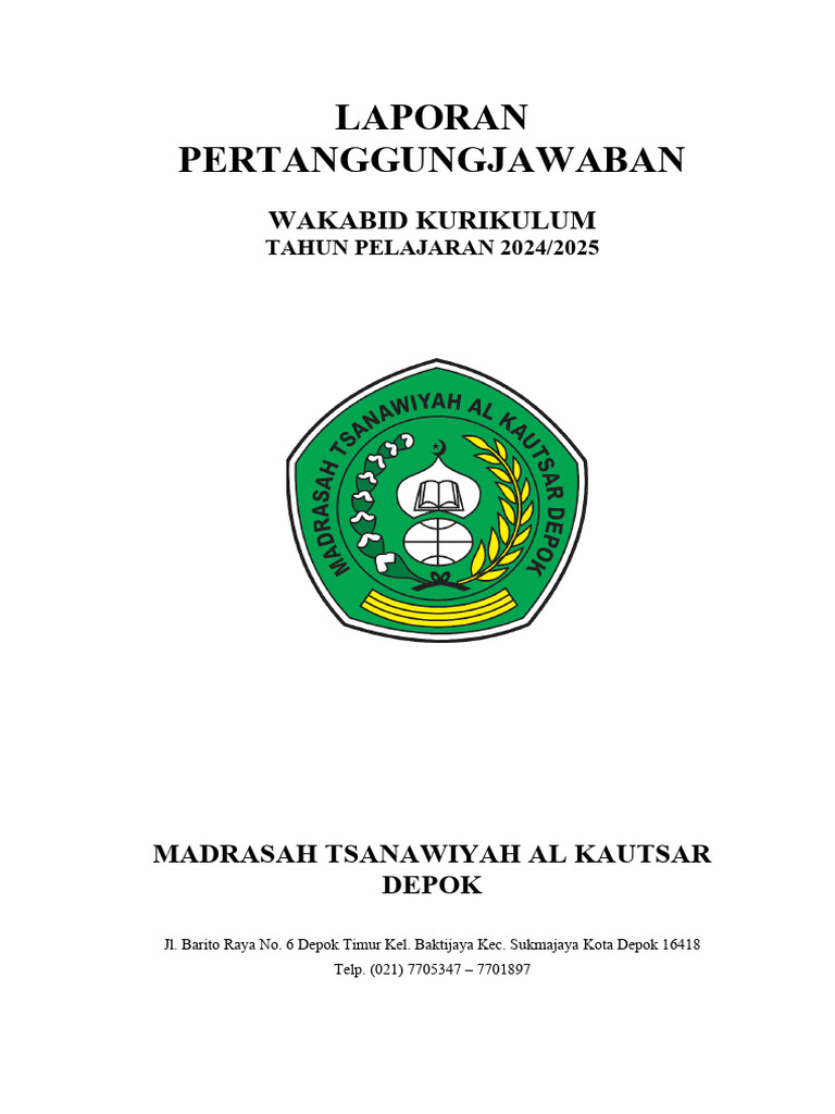 Cover Laporan LPJ Kurikulum 2025 | PDF