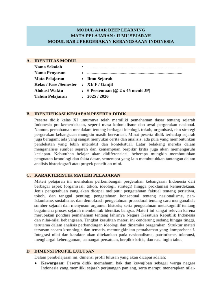 Modul Bab 2 Pergerakan Kebangsaaan Indonesia | PDF