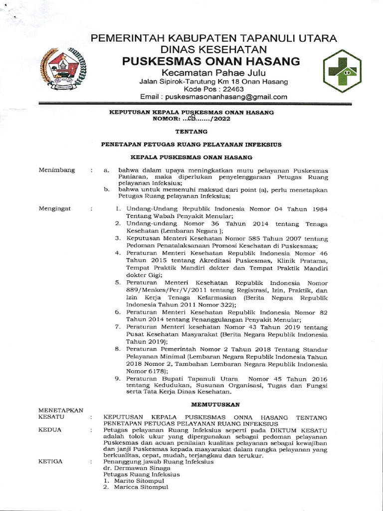 SK Pelayanan Infeksius - 0001-20230609174832 | PDF