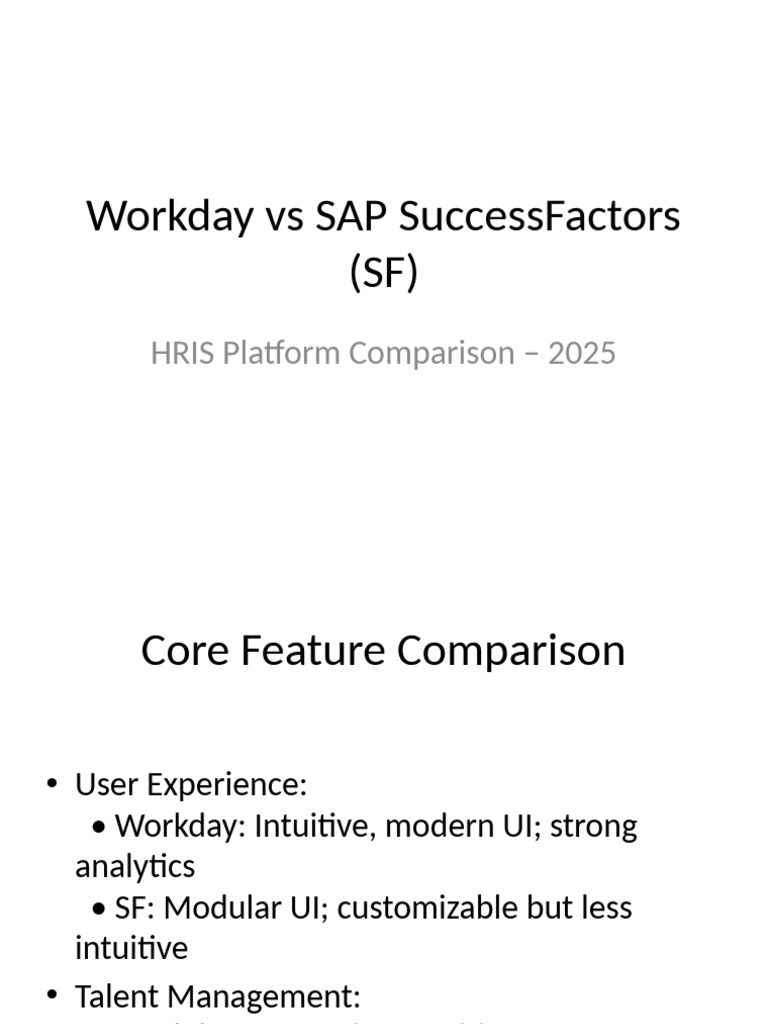 Workday Vs SF Comparison 2025 | PDF