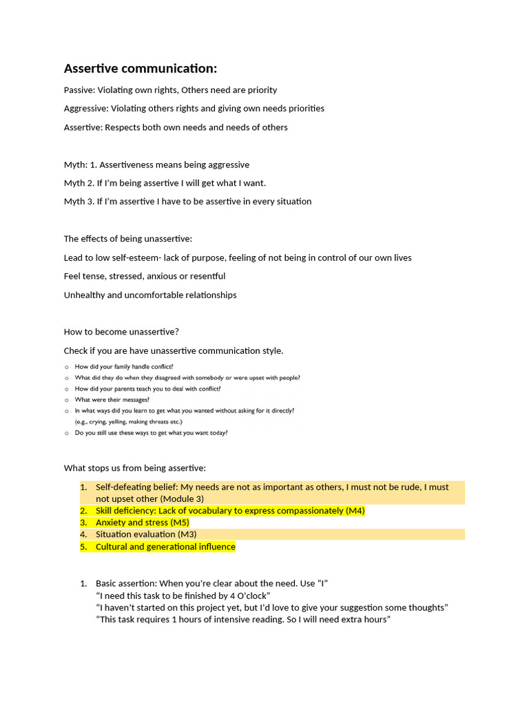 Assertive Communication Notes Pdf