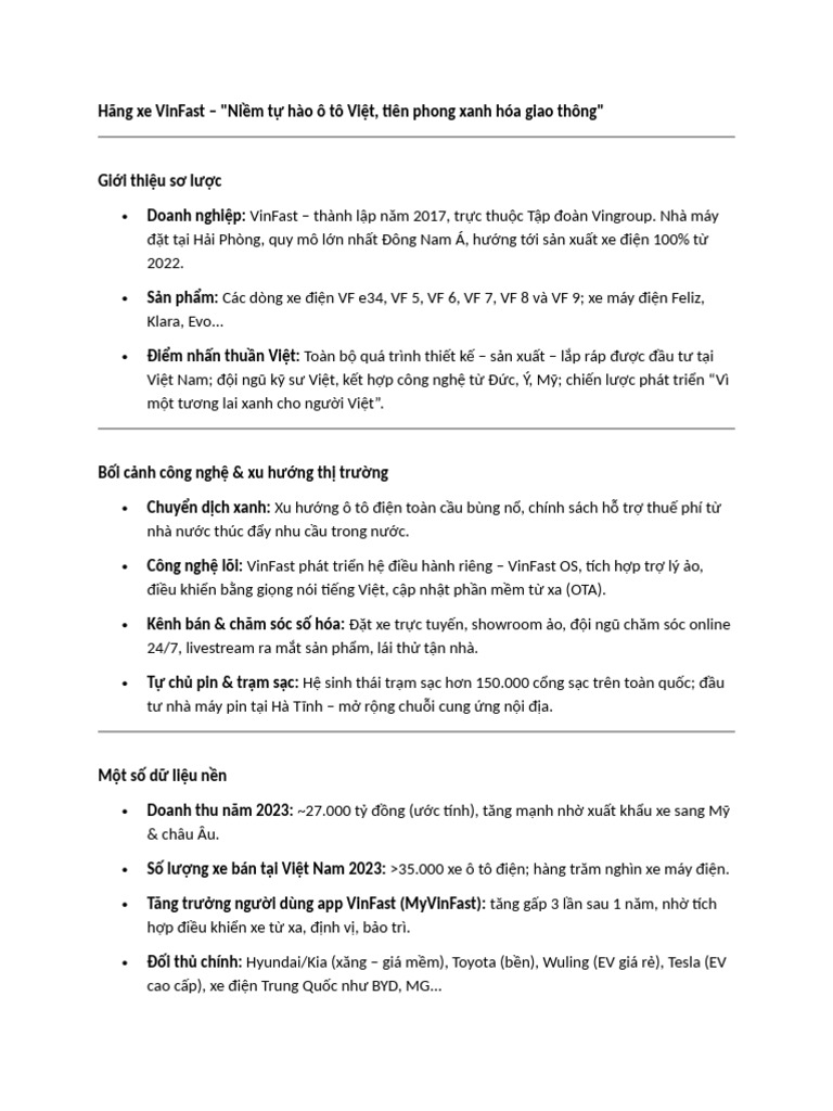 Hãng Xe VinFast | PDF