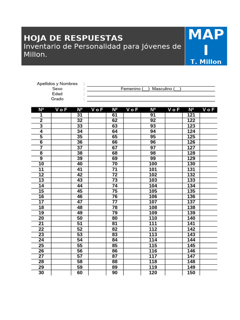 Mapi - Hoja de Respuesta | PDF