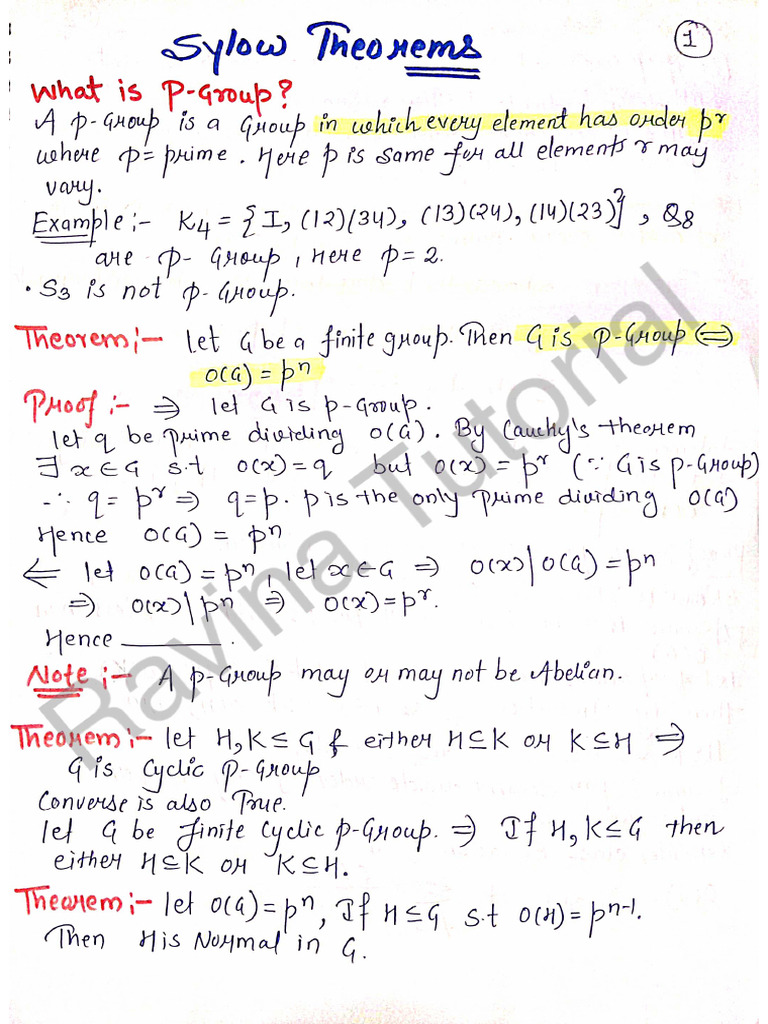 Sylow's Theorem, Ravina Tutorial | PDF