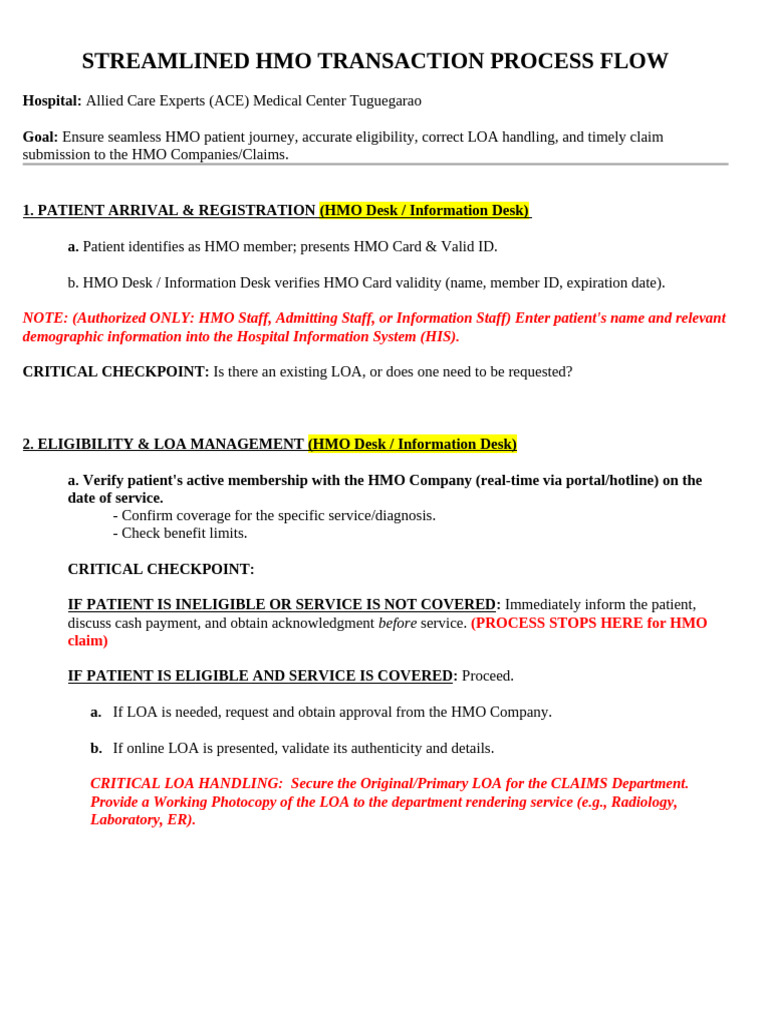 Streamlined HMO Transaction Process Flow - 5.27.2025 | PDF | Health ...