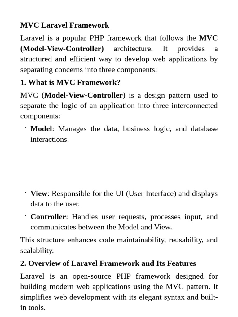 A1499070446 6 2025 Unnit-I MVC Laravel Framework | PDF | Model–View–Controller | Computing