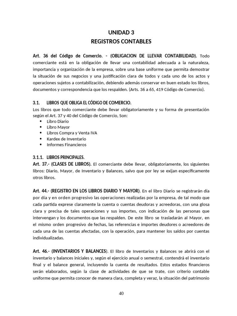 Libros Contables según Código de Comercio | PDF | Contabilidad ...
