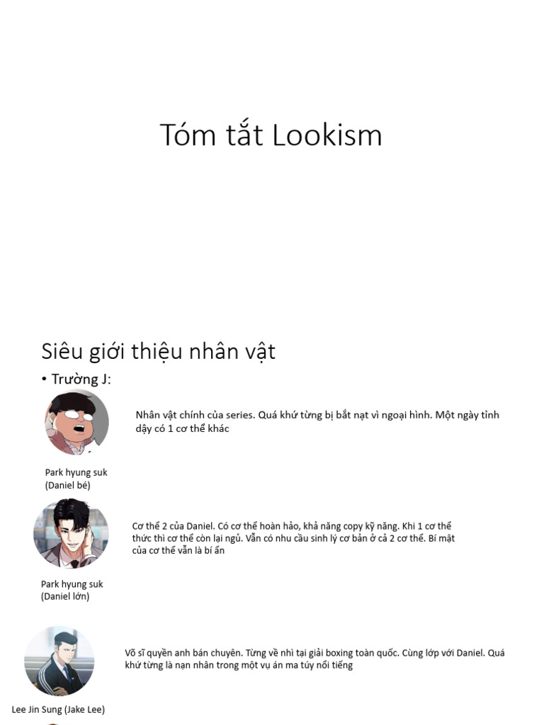Tóm tắt Lookism | PDF
