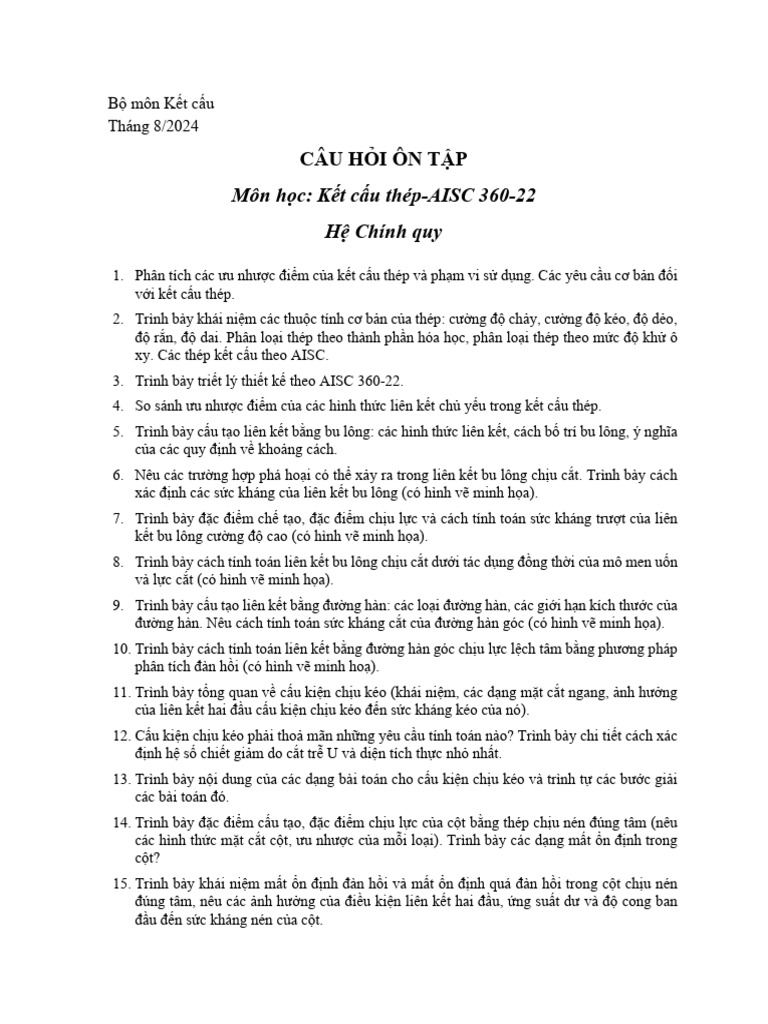 Cau Hoi On Tap | PDF