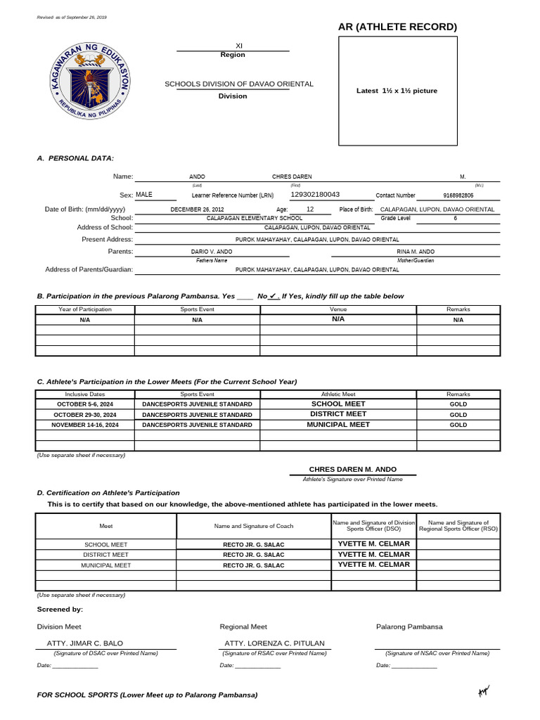 2020 Athlete Record | PDF | Sports Festivals | Sports