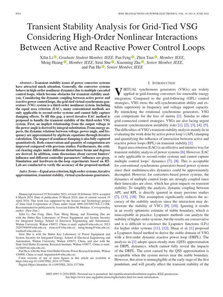 2024-Transient Stability Grid-Tied VSG | PDF | Differential Equations ...