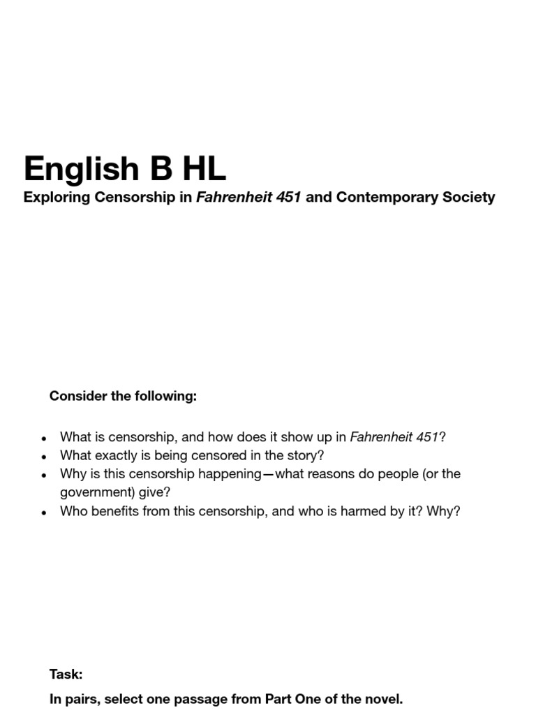 Censorship in Fahrenheit 451 and Contemporary Society | PDF