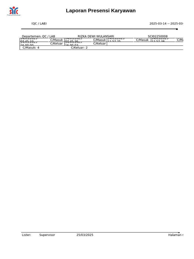 QC Lab 14 Maret 2025 | PDF
