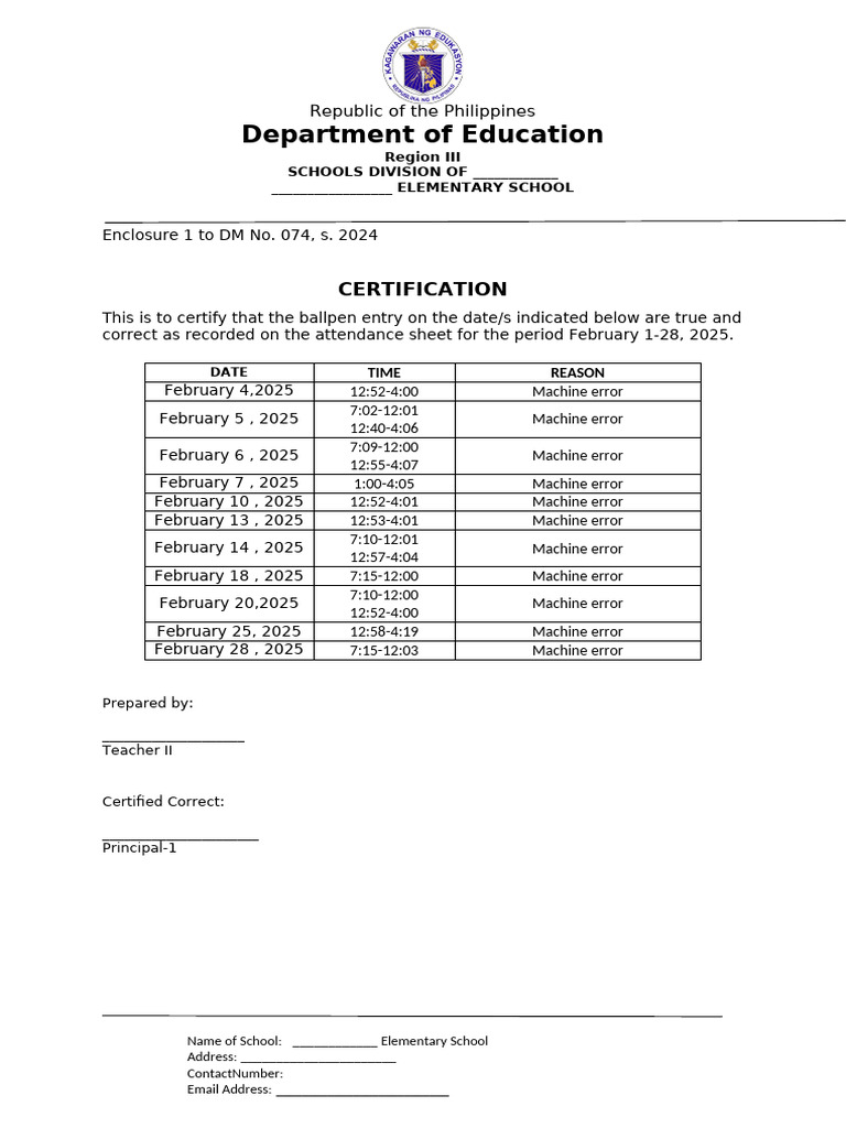 DTR Certificate for February 2025 | PDF