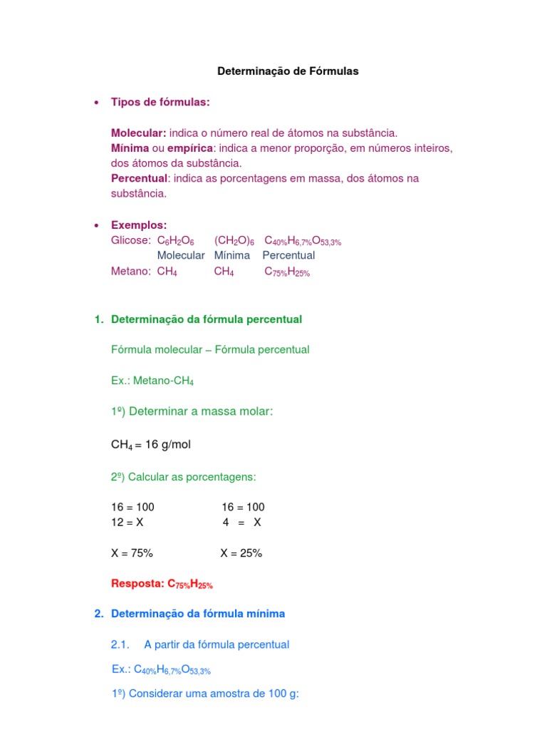 Determinação De Fórmulas Químicas Pdf