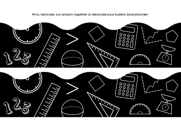 Black and White Mathematics Bulletin Board Strips | PDF