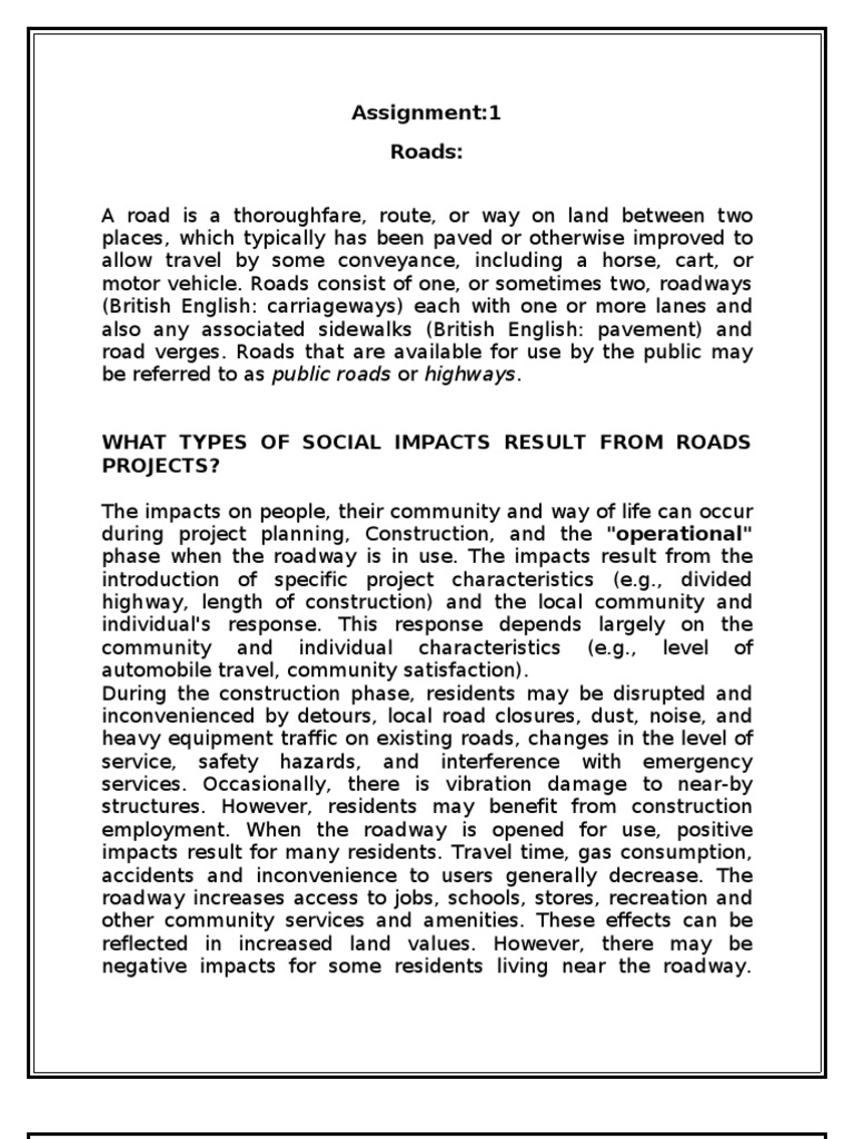 Assignment 1 | PDF | Highway | Road