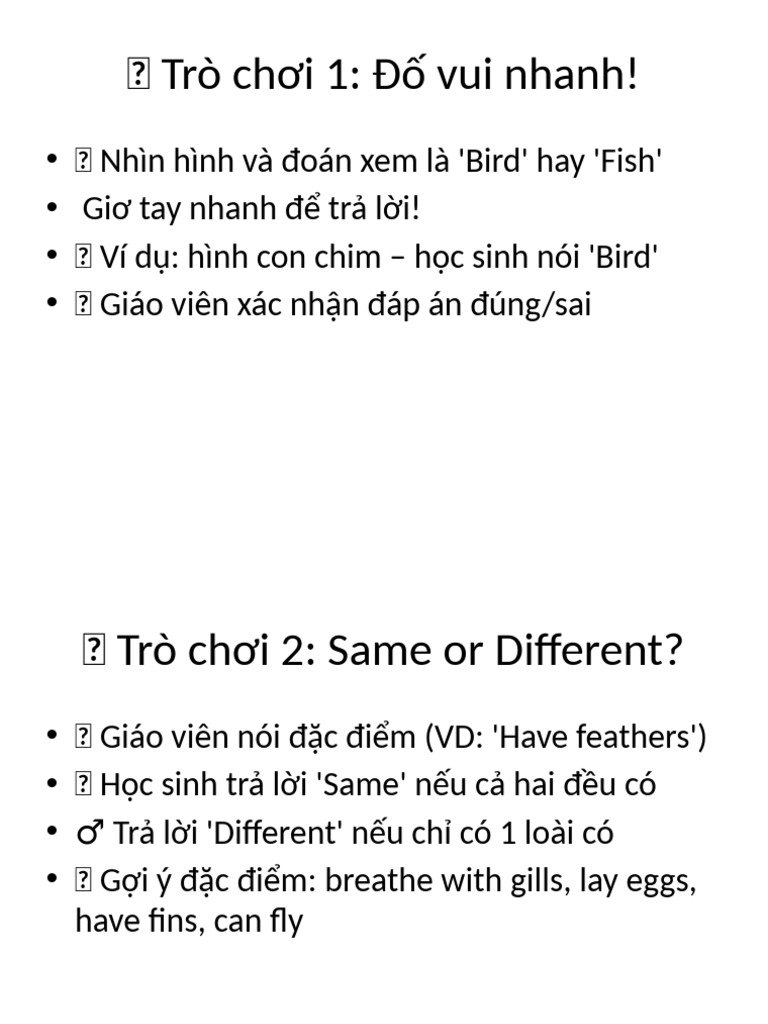 Birds and Fish Games Comparison | PDF