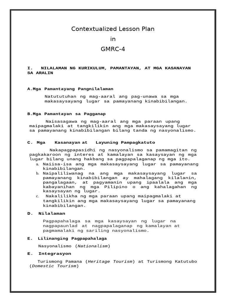 Contextualized Lesson Plan | PDF