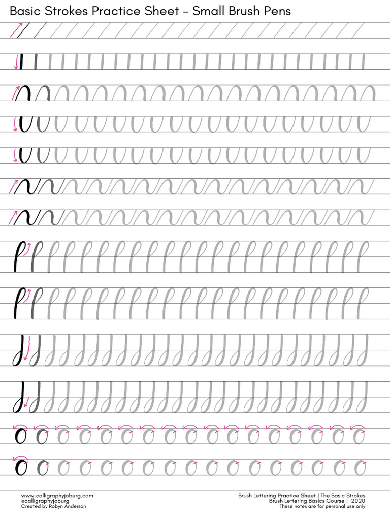 Brush Lettering Basic Strokes Sheet | PDF