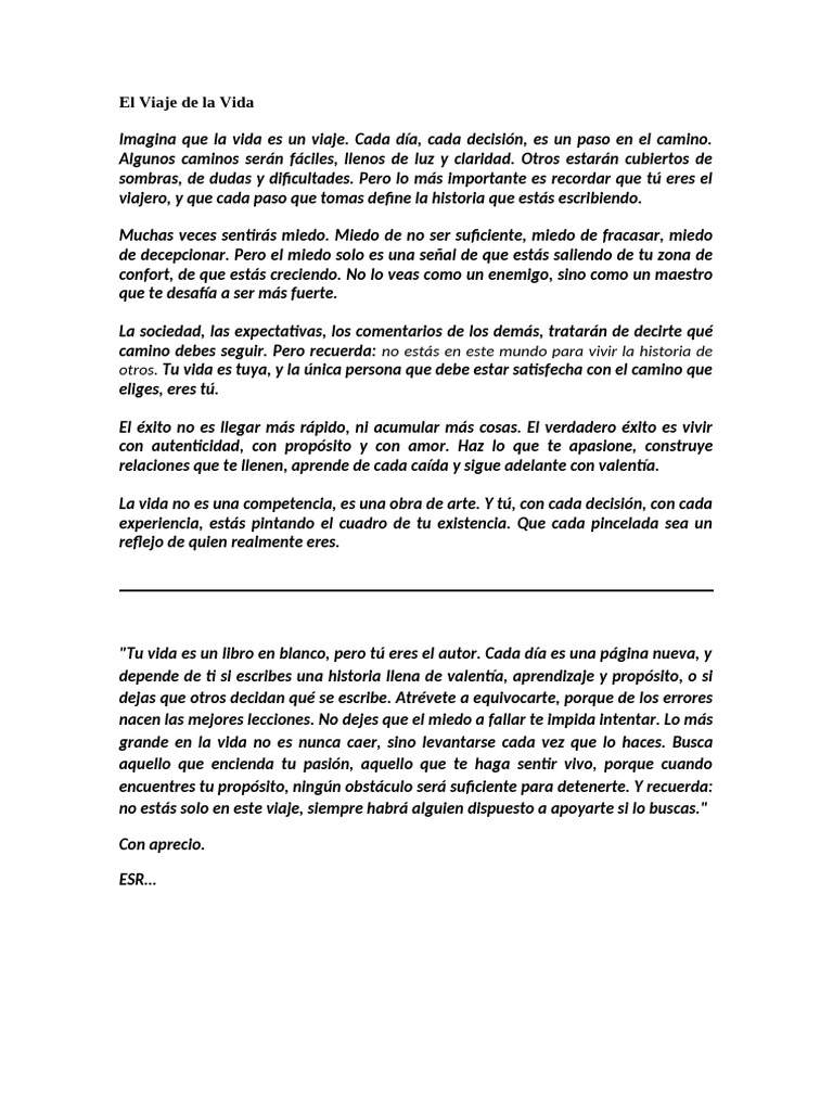 El Viaje de La Vida | PDF