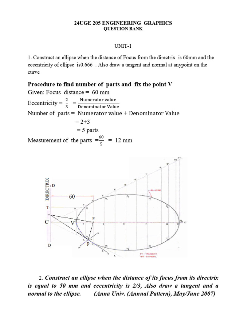 Engineering Graphics Important Questions With Answer | PDF | Ellipse | Geometry