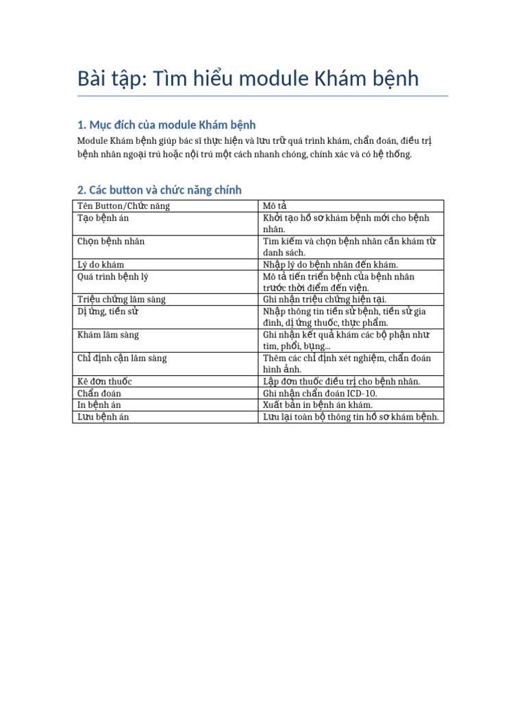 BaiTap Module KhamBenh | PDF