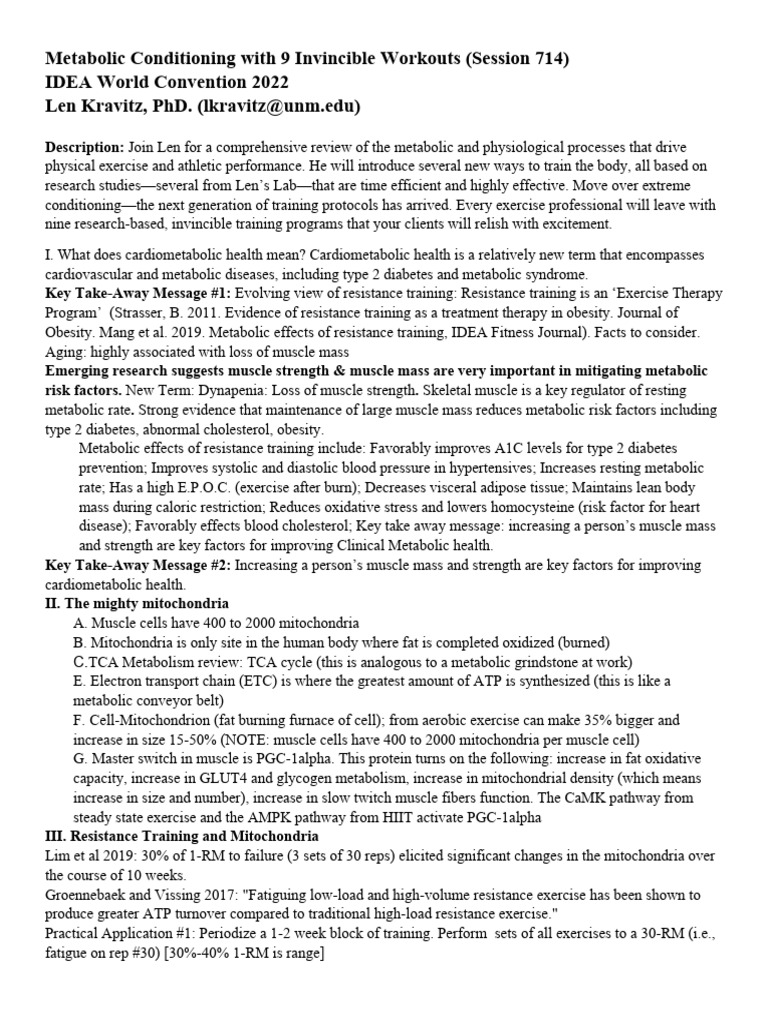 714 Metabolic Conditioning With 9 Invincible Workouts | PDF | Strength ...