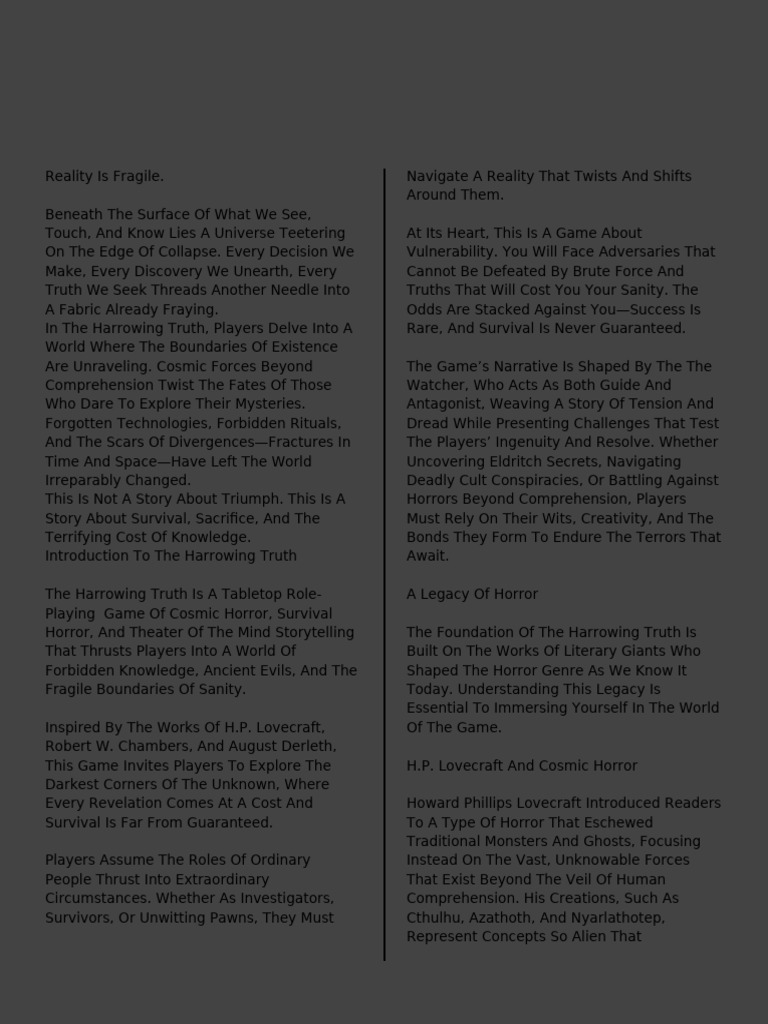 The Harrowing Truth | PDF | H. P. Lovecraft