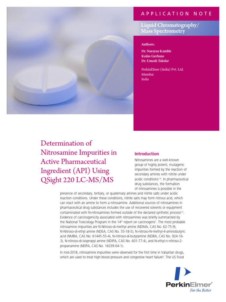Nitrosamine Impurity Detection in APIs | PDF | Detection Limit | Parts ...