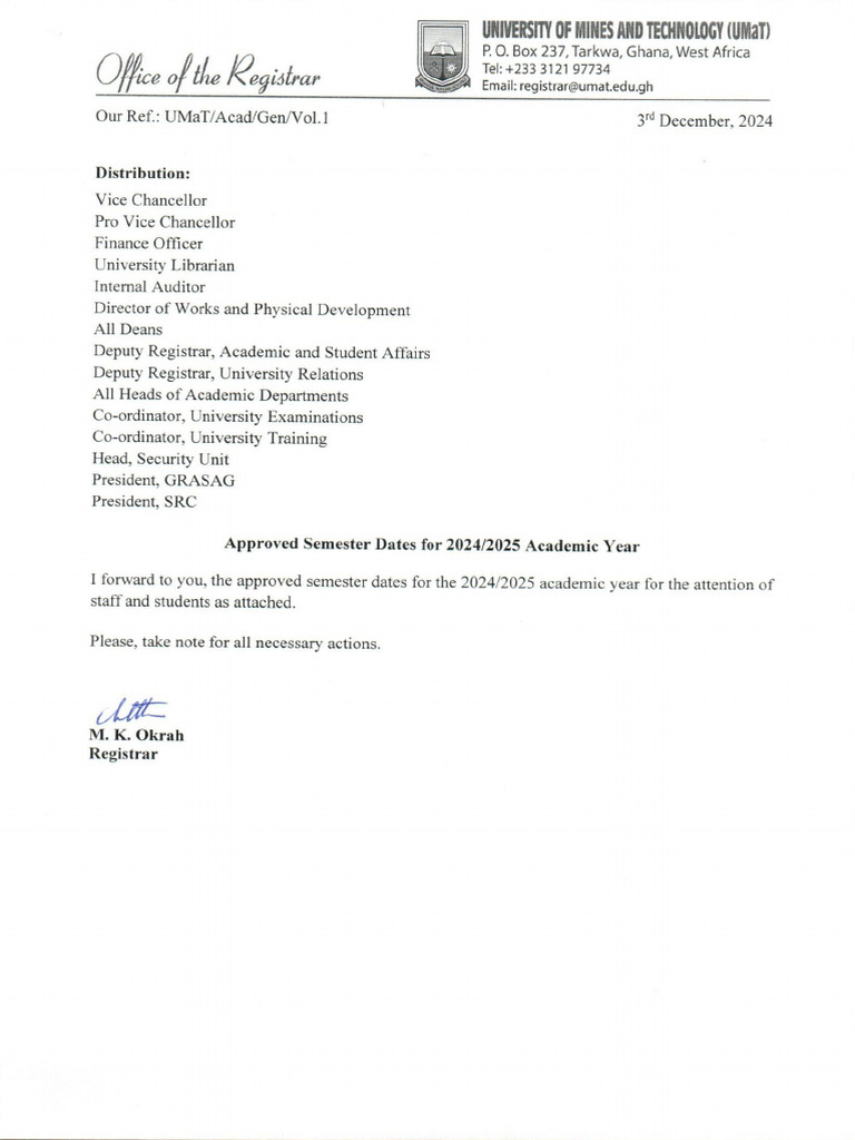 Approved Semester Dates For 2025 | PDF