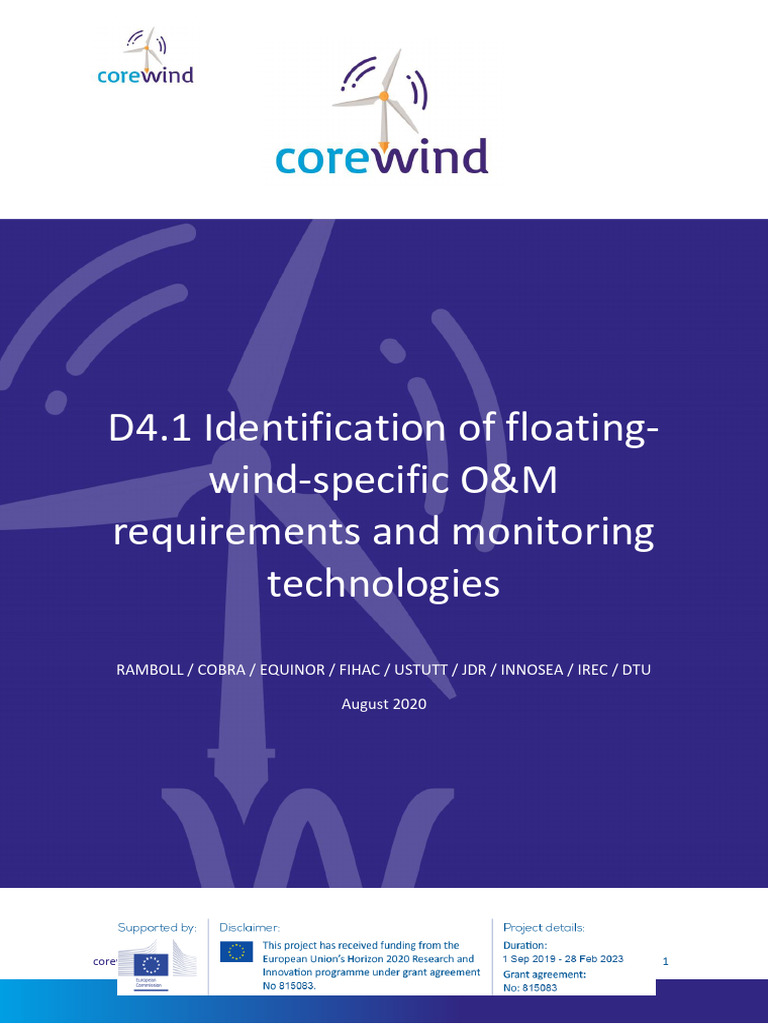 COREWIND D4.1 Identification of Floating Wind Specific O and M ...