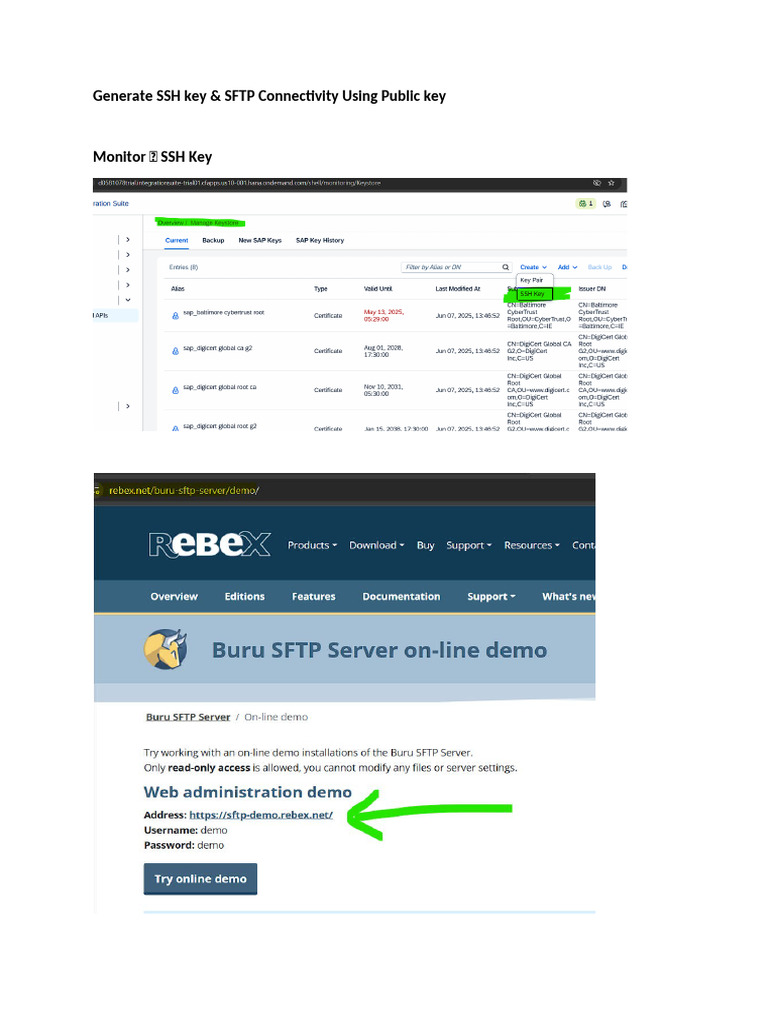 Generate SSH Key & SFTP Connectivity Using Public Key | PDF
