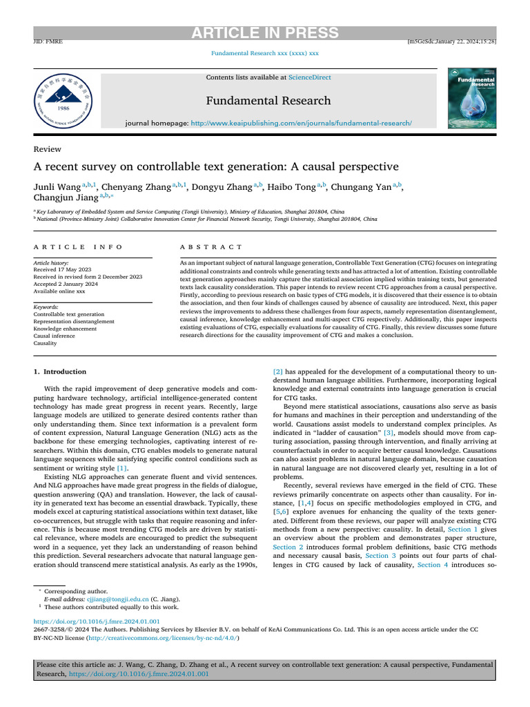 A Recent Survey On Controllable Text Generation | PDF | Causality ...